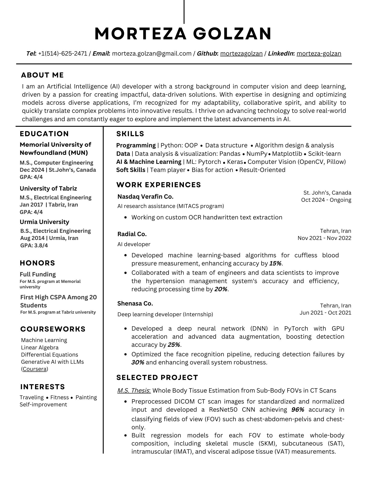 CV - Morteza Golzan CV - Morteza Golzan